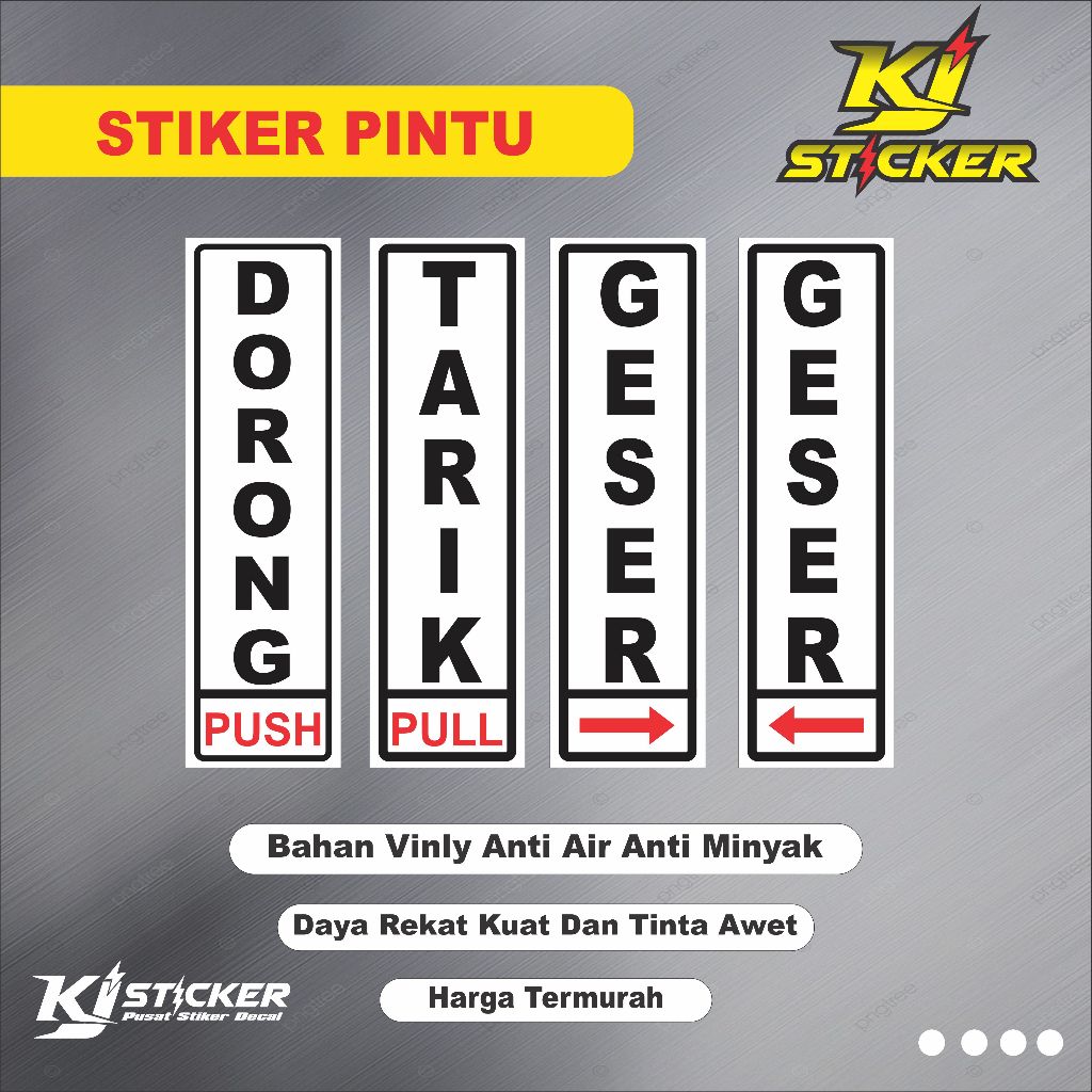 Jual KJ STIKER Promo Stiker Pintu Tarik Dorong / Stiker Pintu Push Pull ...