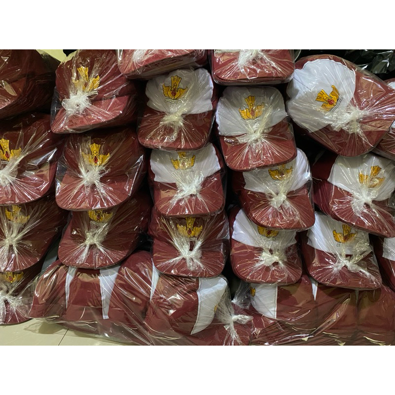 Jual HARGA GROSIR 20 PCS TOPI SEKOLAH SD MERAH MERAH DAN MERAH PUTIH ...
