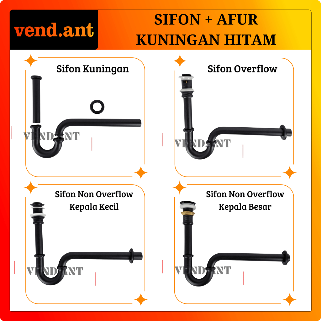 Jual Sifon Afur Wastafel Sifon Angsa Overflow Non Overflow Kuningan Hitam Black | Shopee Indonesia