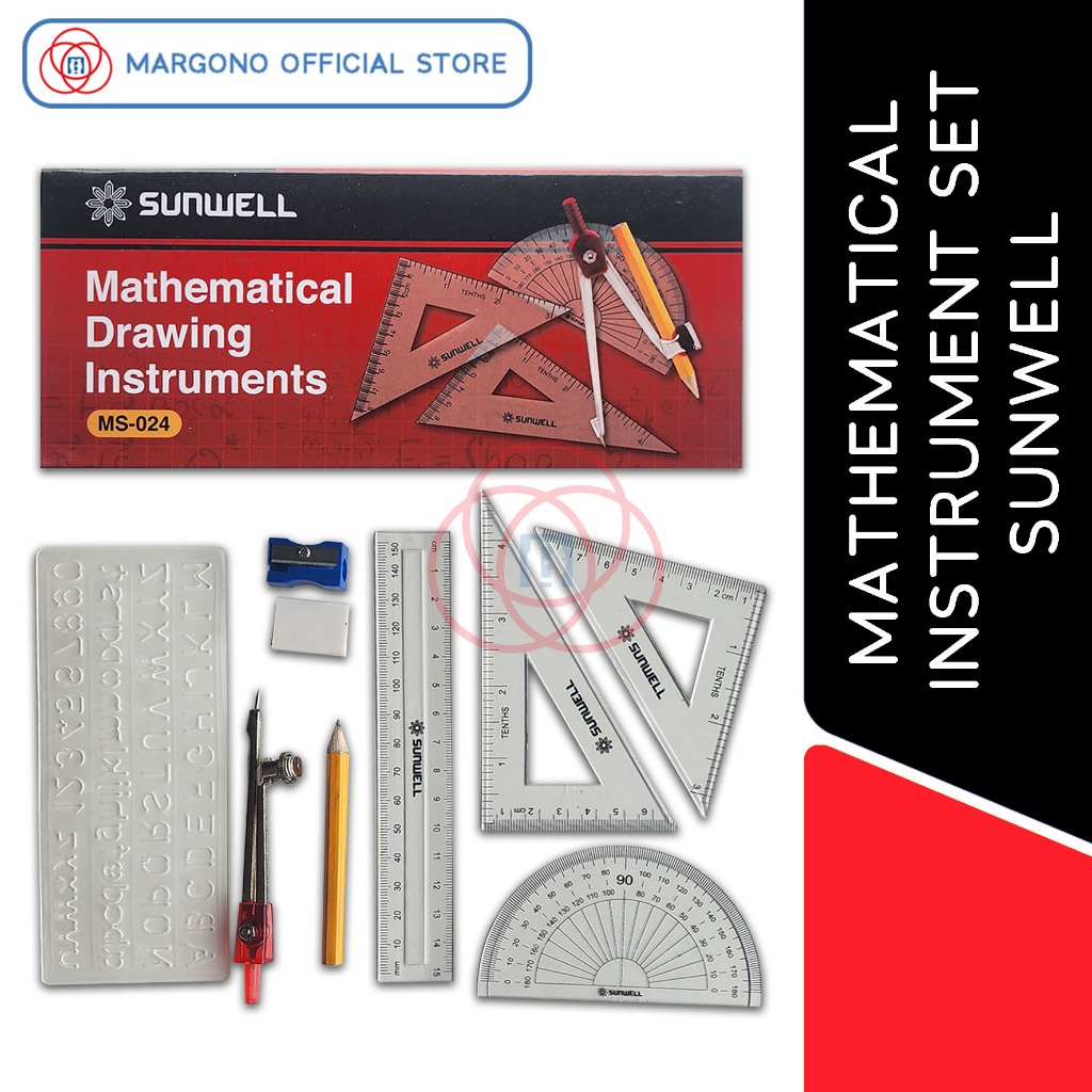 Jual Sunwell Mathematical Drawing Set Instrumental Penggaris Jangka ...