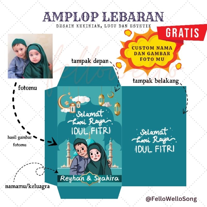 Jual AMPLOP LEBARAN GRATIS CUSTOM GAMBAR FOTO, NAMA & DESAIN MURAH ...