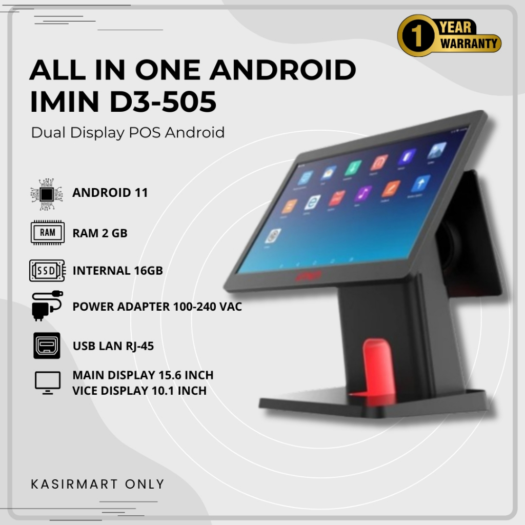 Jual Mesin Kasir Android 11 IMIN D3 505 POS Kasir iMin D3 505 Untuk ...