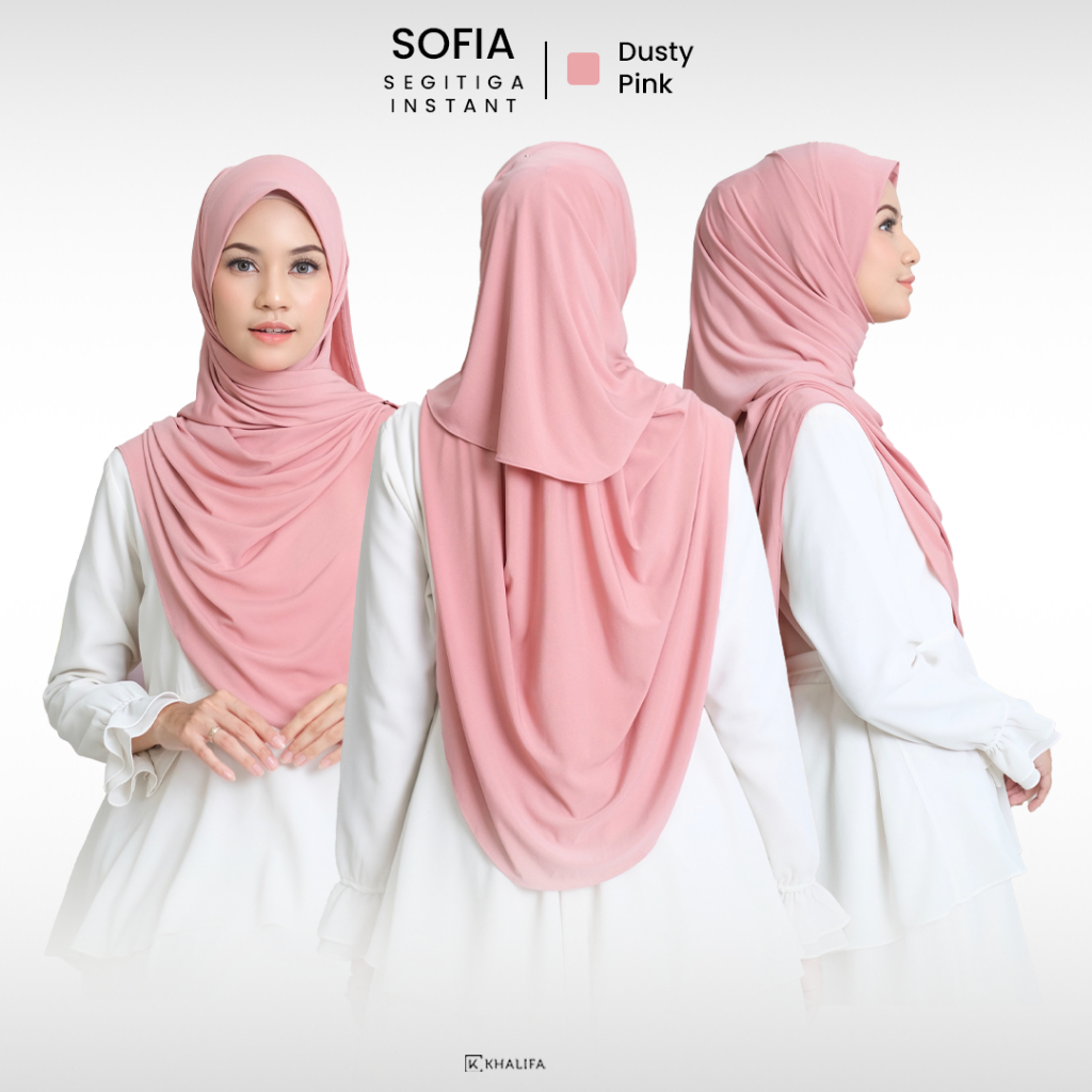 Jual Sofia Hijab Segitiga Instan Varian Dusty Pink / Hijab Instan ...