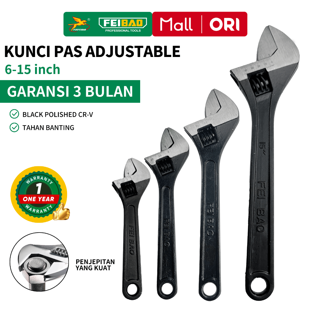 Jual Feibao Kunci Pas Adjustable 6-15 Inch / Adjustable Wrench 15-37.5cm / Besi Karbon SK-55/F11 ...