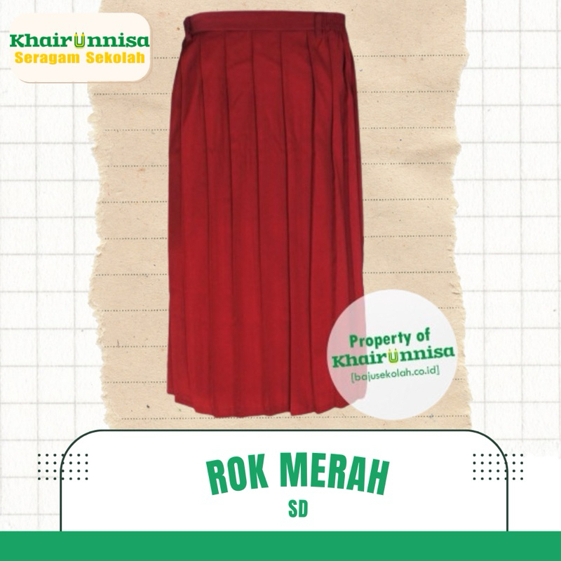 Jual Seragam Sekolah Khairunnisa Rok Merah Sd Panjang Premium Model Lipit/Rempel | Shopee Indonesia
