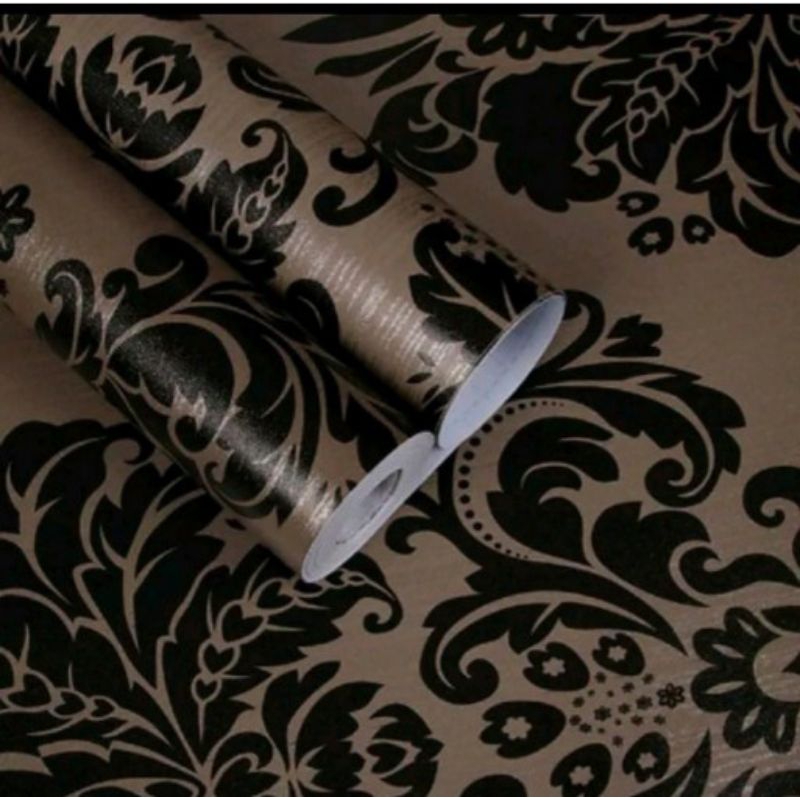 Jual Wallpaper Sticker Dinding Motif Batik Hitam Dasar Coklat Bahan Kertas PVC Full Lem Perekat ...