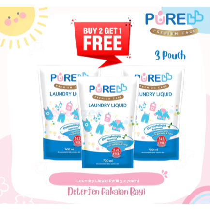 Jual Pure BB Baby Liquid Laundry Combo BELI 2 GRATIS 1 700ml x 3 Pouch ...