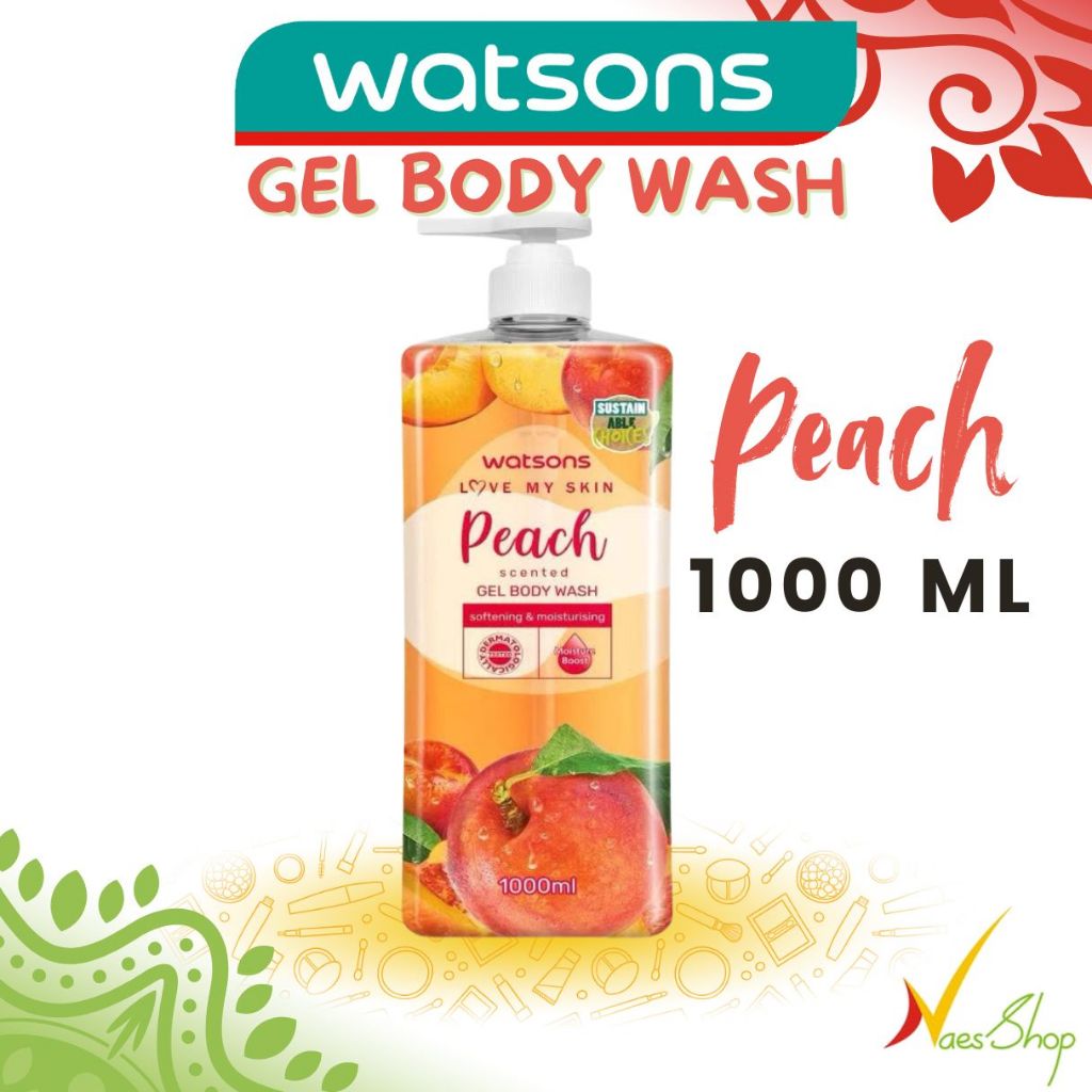 Jual Watsons Scented Gel Body Wash Peach Sabun Mandi 1 Liter | Shopee ...
