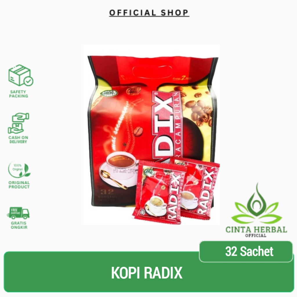 Jual PROMO!!!!! KOPI RADIX JUMBO HPA ISI 32 SACHET ORIGINAL Kopi Ginseng RDX Cafe | Shopee Indonesia