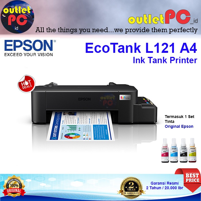 Jual EPSON PRINTER L121 L-121 L 121 INK TANK ECO TANK A4 PRINTER | Shopee Indonesia