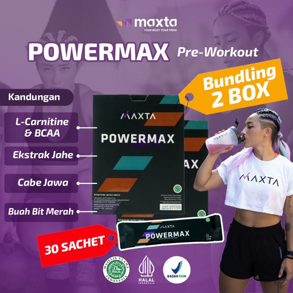 Jual BUNDLING: 2 BOX MAXTA POWERMAX PreWorkout Gym Rasa Anggur isi 30 ...