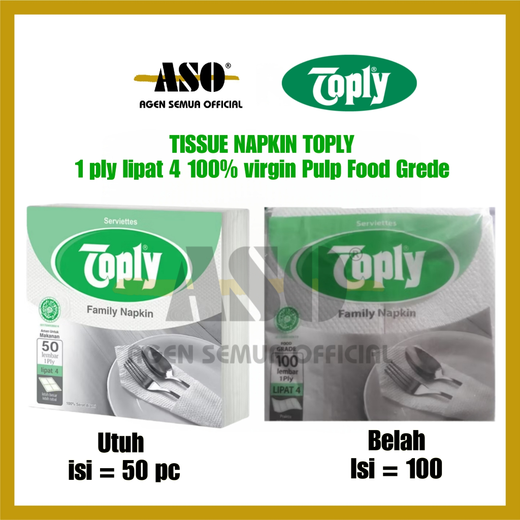 Jual TISU TISSUE TOPLY NAPKIN PRASMANAN / HAJATAN FULL & BELAH DUA ...