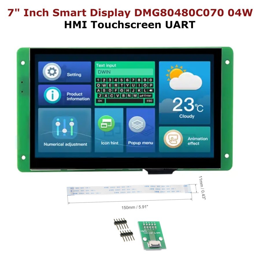 Jual DWIN 7" Inch Smart Display TTL RS232 DMG80480C070_04W HMI ...