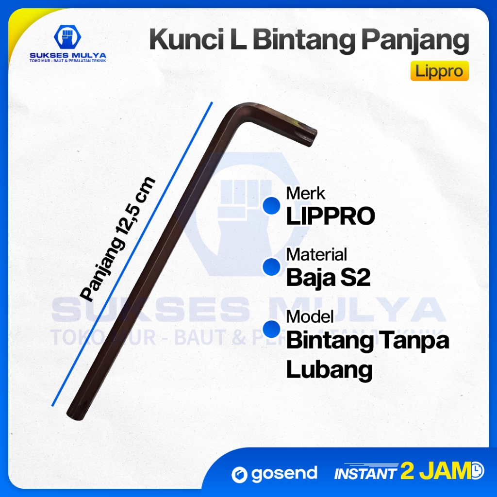 Jual Lippro Kunci L Bintang Panjang T40 Tanpa Lubang Star Key No Tamper ...