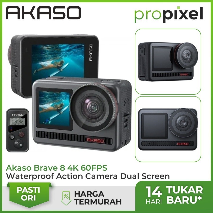Jual Akaso Brave 8 4K 60FPS Waterproof Action Camera Dual Screen Garansi Resmi | Shopee Indonesia