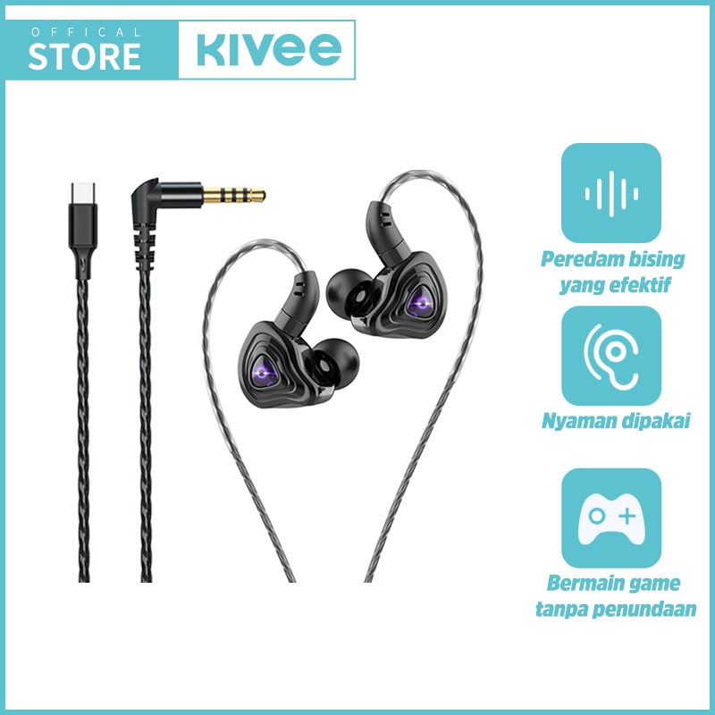Jual KIVEE Headset Gaming Musik in ear monitor HIFI 9D Subwoofer ...