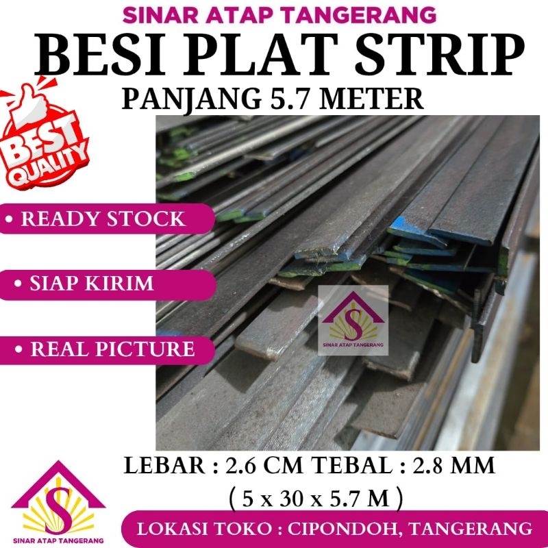 Jual BESI PLAT STRIP 5 x 30 x 5.7 Meter lebar 2.6 cm tebal 2.8mm ...