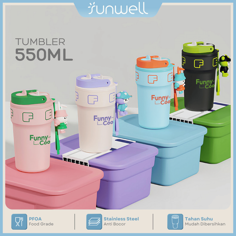 Jual FUNNYCOOK Tumbler Stainless Steel 316 Botol Minum Anak Tahan Panas dan Dingin Ukuran 550ML ...