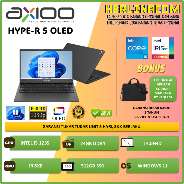 Jual AXIOO HYPE-R 5 OLED INTEL CORE i5 1235 24GB 512GB SSD WINDOWS 11 ...