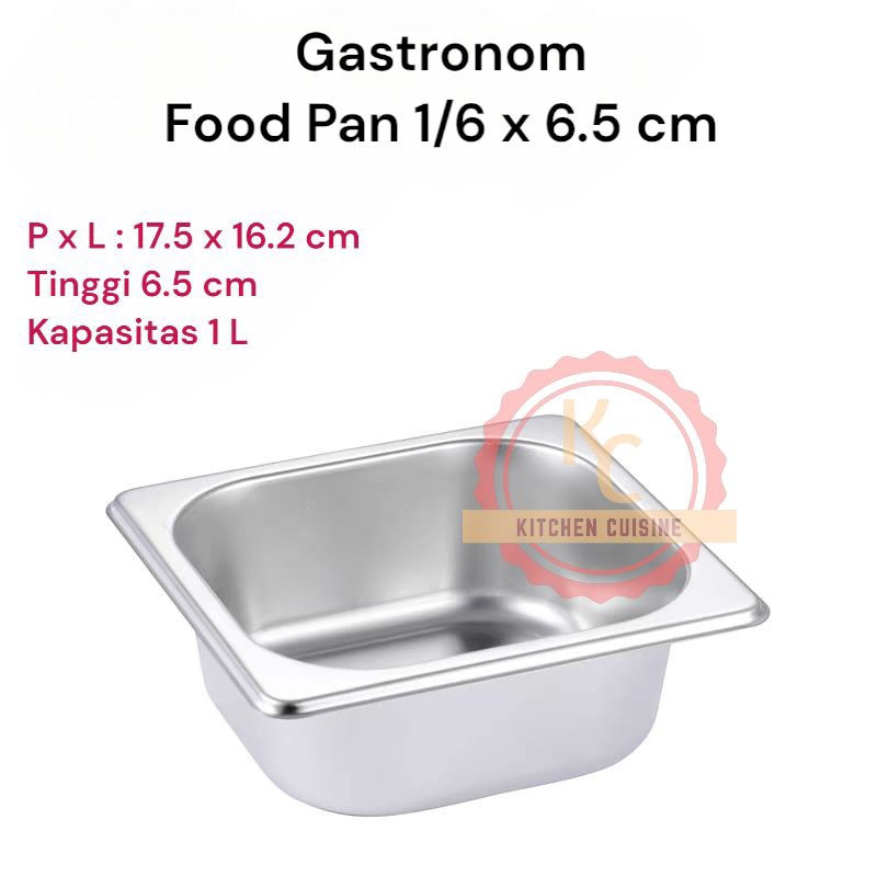 Jual GASTRONOM FOOD PAN 1/6 18 x 17 x 6.5 cm / GN Pan / FoodPan / Hotel Equipment / food tray ...