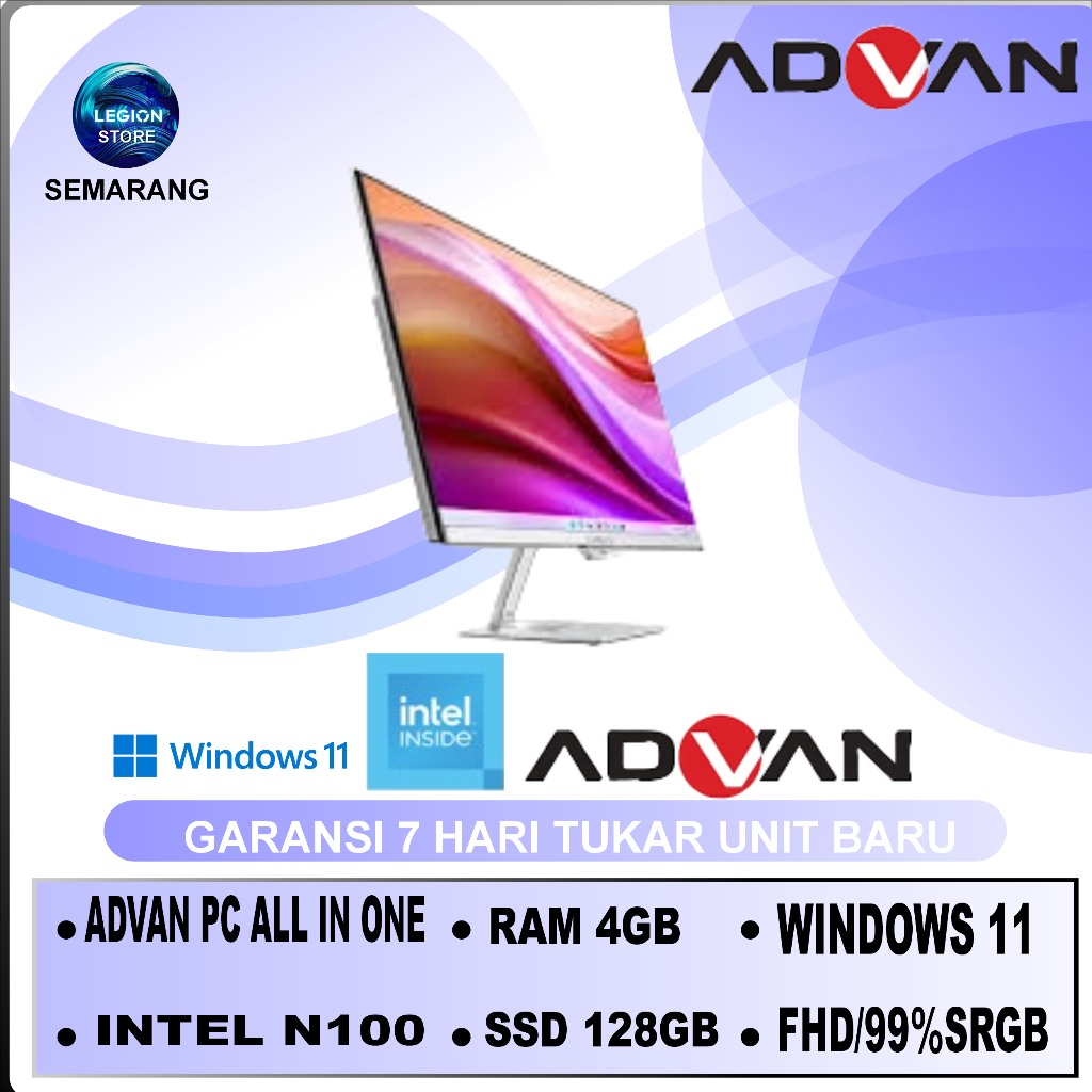Jual ADVAN AIO ONE PC N100 INTEL N100/4GB/128/W11/24"FHD/sRGB 99% | Shopee Indonesia