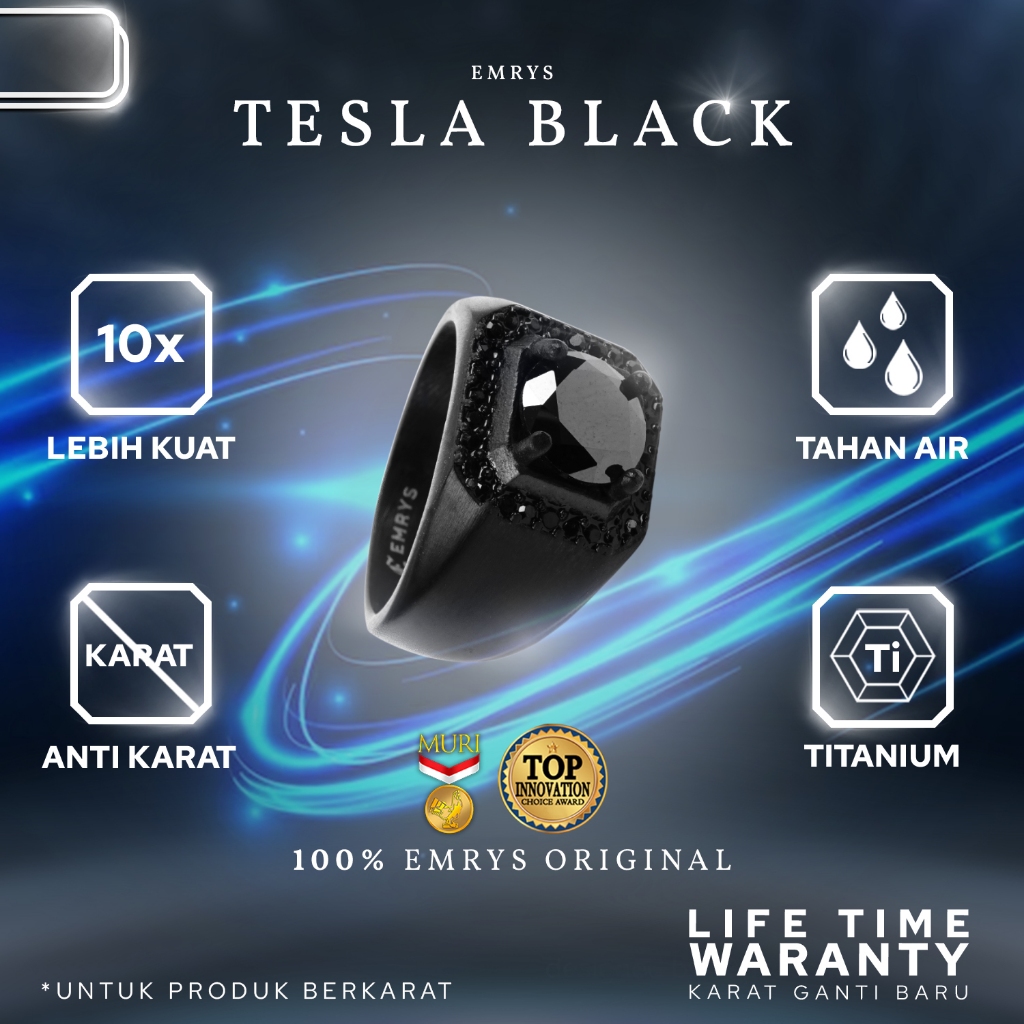 Jual BUY 1 FREE 1 GIFT Emrys Premium Rings TESLA BLACK BLACK Real ...