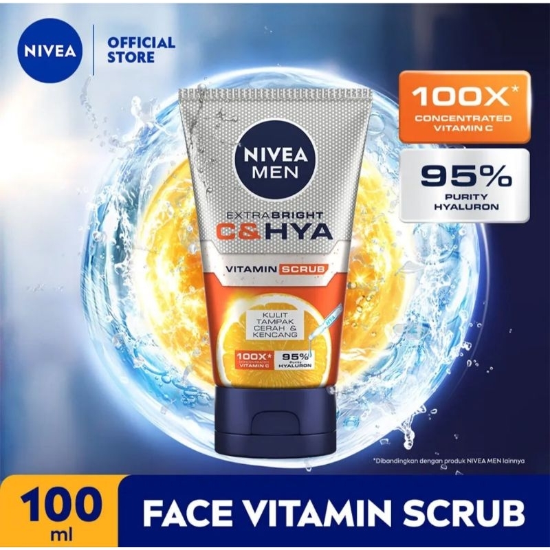 Jual Nivea Face Scrub For Men Extra Bright C&HYA 100mL | Shopee Indonesia