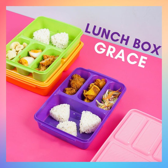 Jual Lunch Box Grace 4 Sekat Kotak Makan Anak TK Lucu Kotak Bekal Tahan ...