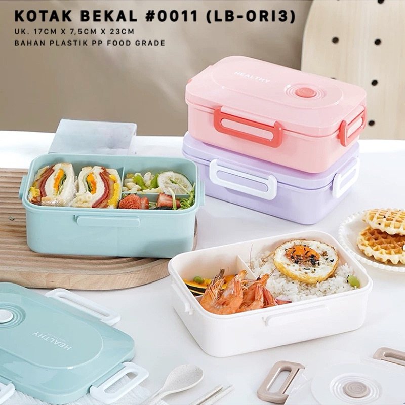 Jual KOTAK BEKAL SEKAT 3 / LUNCH BOX FREE SET ALAT MAKAN | Shopee Indonesia