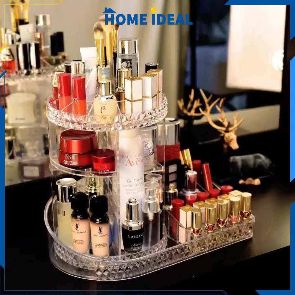 Jual Rak Kosmetik Akrilik Putar 360 Derajat Diamond Transparan / Rak ...