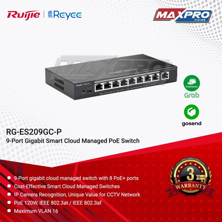 Jual RG-ES209GC-P - RUIJIE REYEE 9 PORT GIGABIT SMART MANAGED POE ...