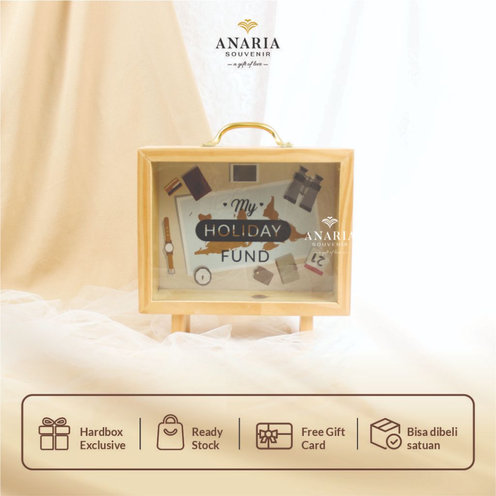 Jual Anaria Souvenir - Celengan Kayu Save Money Suitcase Box | Celengan ...