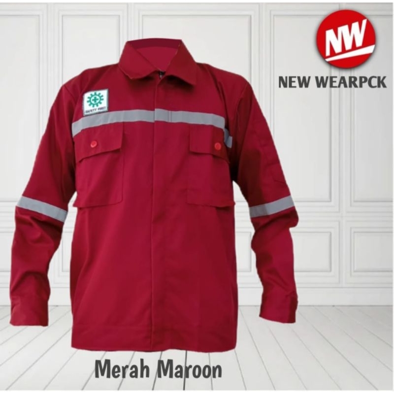 Jual Baju Kerja Wearpack Safety Atasan Lengan Panjang Merah maroon ...