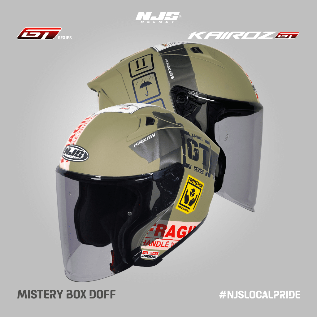 Jual NJS Kairoz GT Mystery Box Brooklyn Sand Doff - Helm Half Face ...