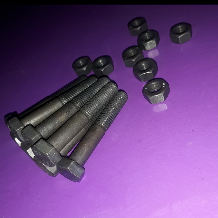 Jual Baut + Mur Baja M 24x70 /Hitam Baja/Baja Grade 8.8/Kunci 36 ...
