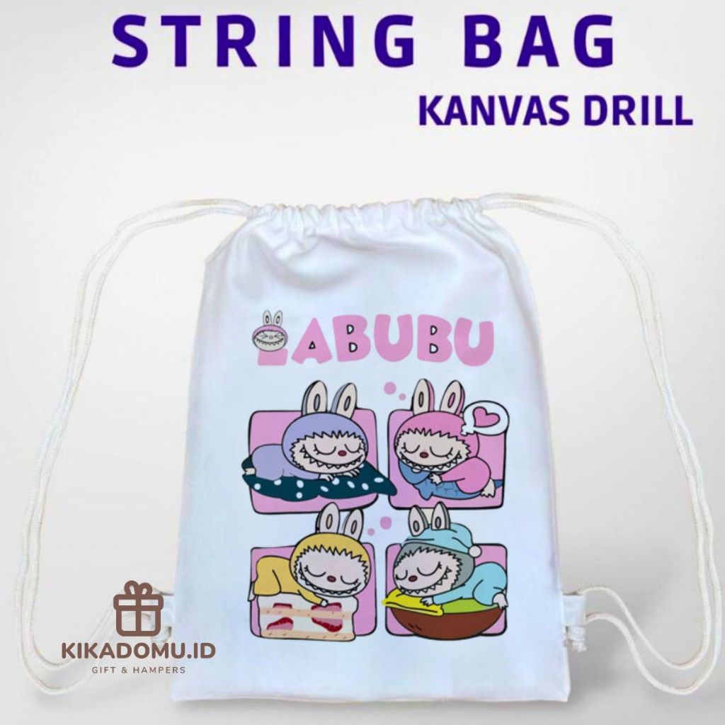 Jual Labubu Doll string bag canvas tas wanita labubu lisa gift | Shopee ...