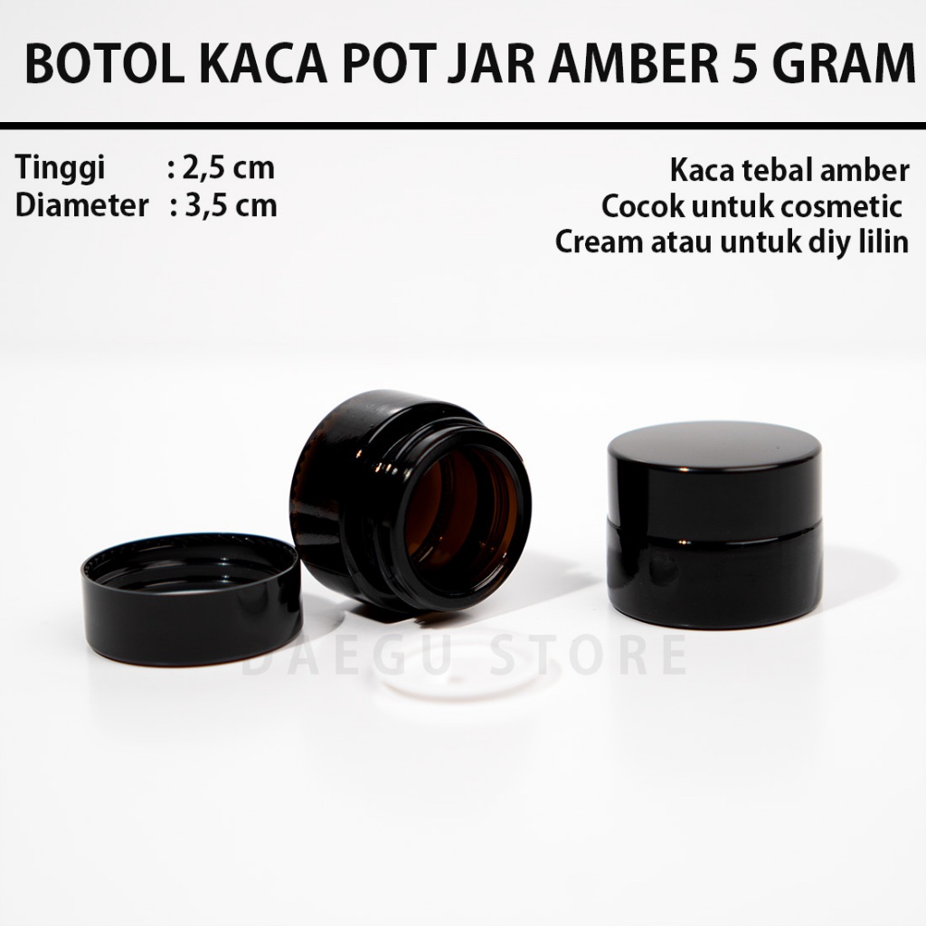 Jual Botol Pot Krim 5gr Pot Jar Solid Cream Coklat Amber Kaca Tebal ...