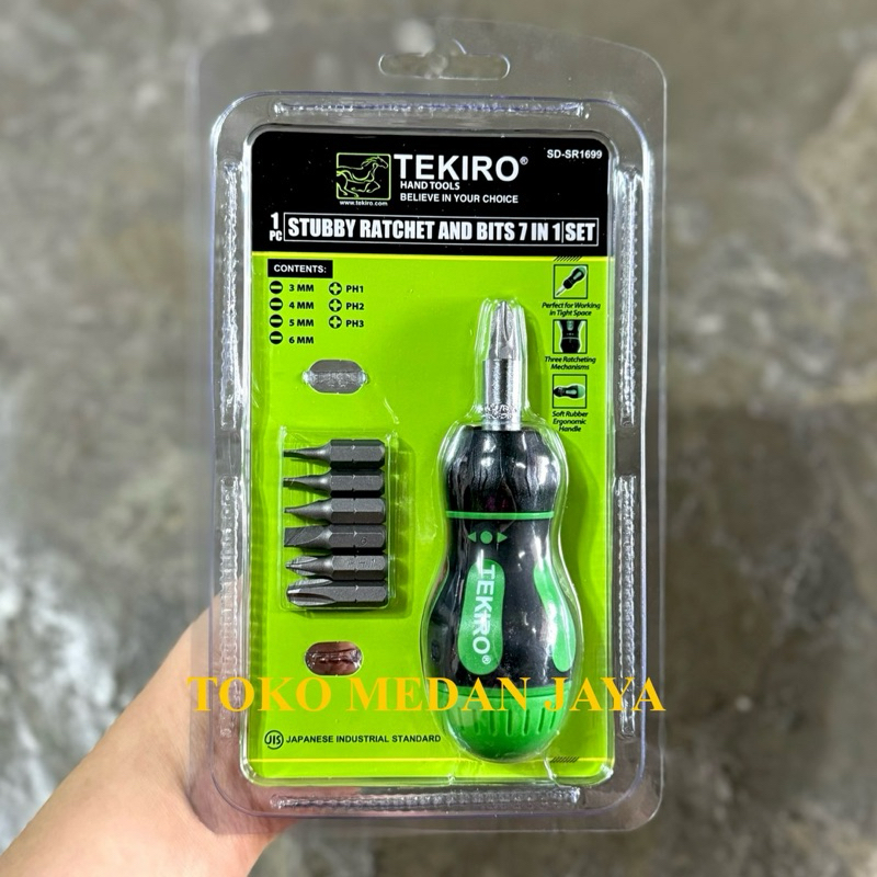 Jual TEKIRO OBENG RATCHET SET 7 IN 1 STUBBY OBENG CEBOL RATCHET SET ...
