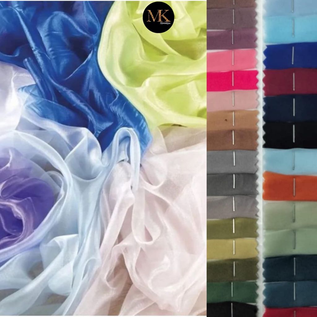 Jual Kain Organza Silk Premium Polos Glowing Bahan Kain Kaca Organdi ...