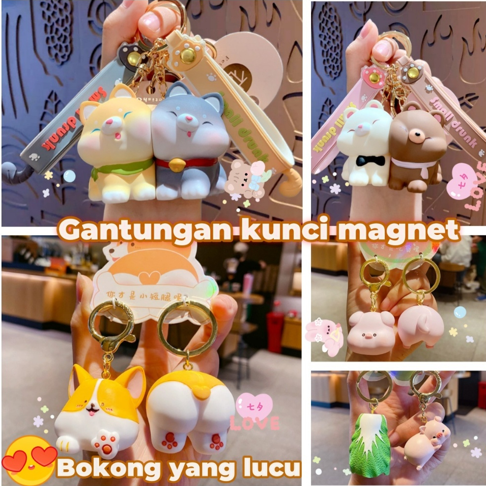 Jual Gantungan kunci couple magnet gantungan kunci set pesona tas ...