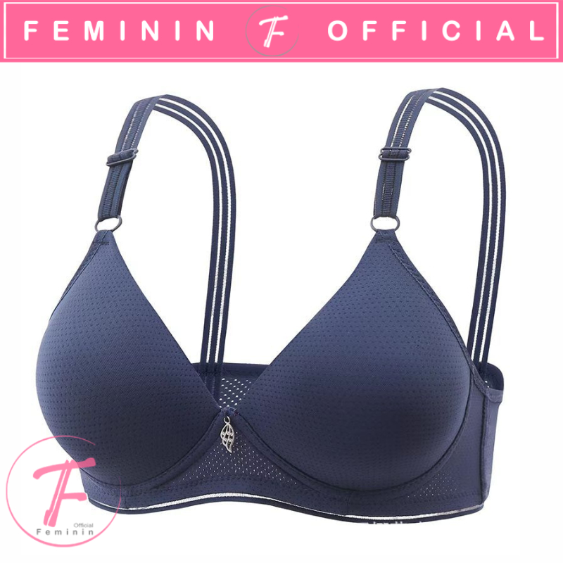 Jual Feminin Bra Wanita Motif Polos Bahan Elastis Tanpa Kawat Gaya Sexy Bh Push Up Murah ...