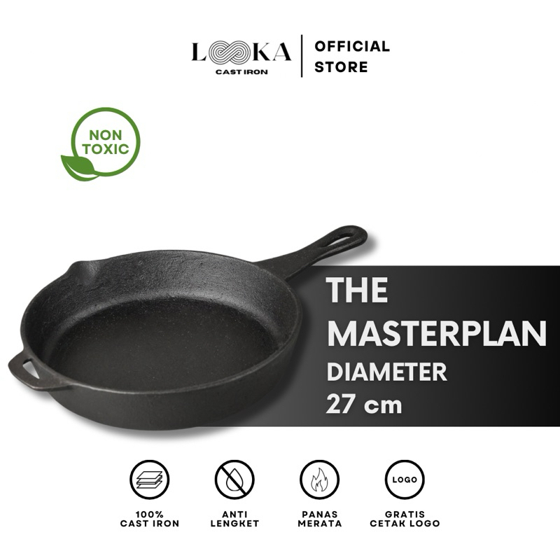 Jual Looka Cast Iron - The Masterplan Skillet (dia: 27 cm)/Cast iron ...