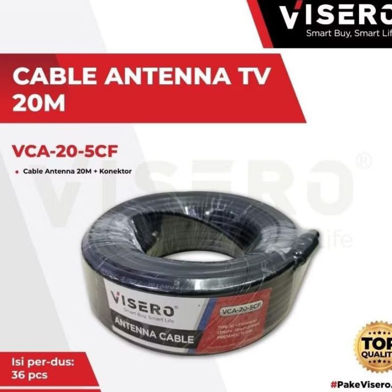 Jual VISERO KABEL ANTENA TV DIGITAL 20 M / KABEL ANTENA RG 6 20 METER + JACK KONEKTOR | Shopee ...