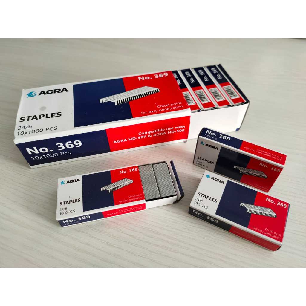 Jual Isi Staples Anak Hekter AGRA 369 24/6 No.3 (10pak) | Shopee Indonesia