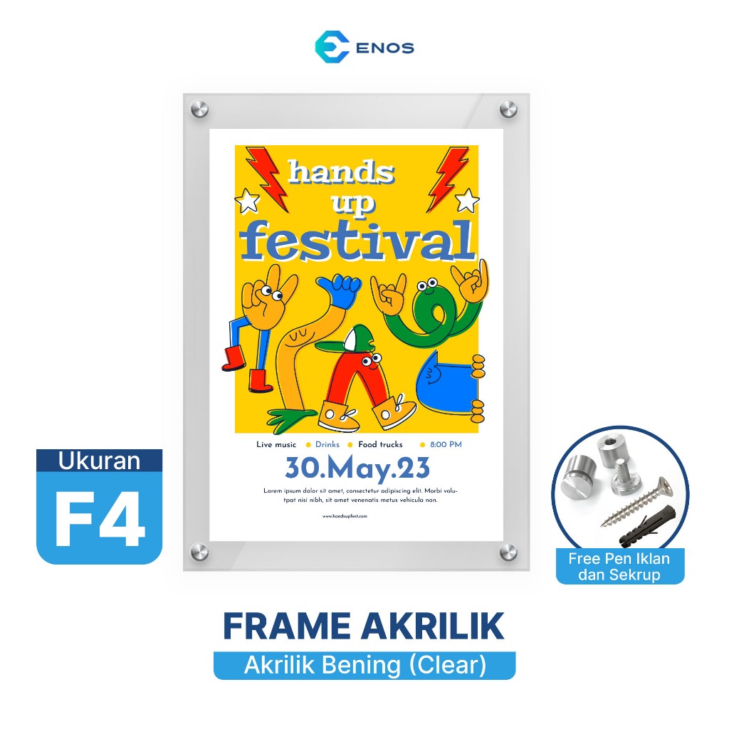 Jual Frame Akrilik Ukuran F4 Bingkai Acrylic Poster Display