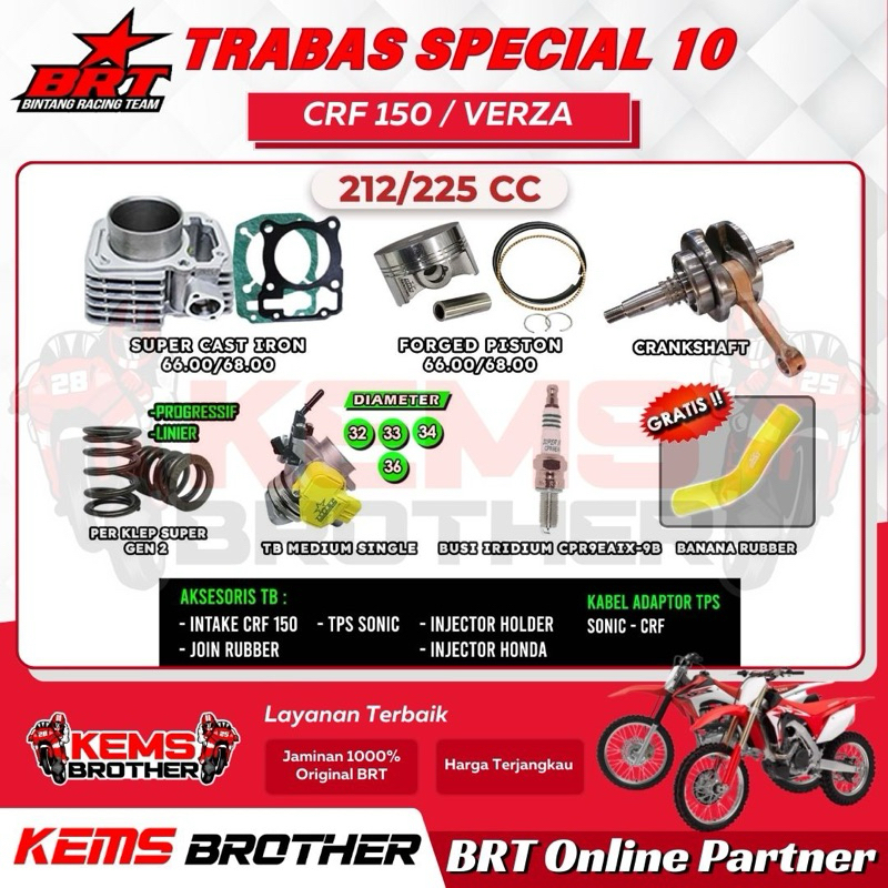 Jual PAKET BRT CRF TRABAS SPESIAL 10 BOREUP 212CC-225CC Original BRT ... Jual PAKET BRT CRF TRABAS SPESIAL 10 BOREUP 212CC-225CC Original BRT ...