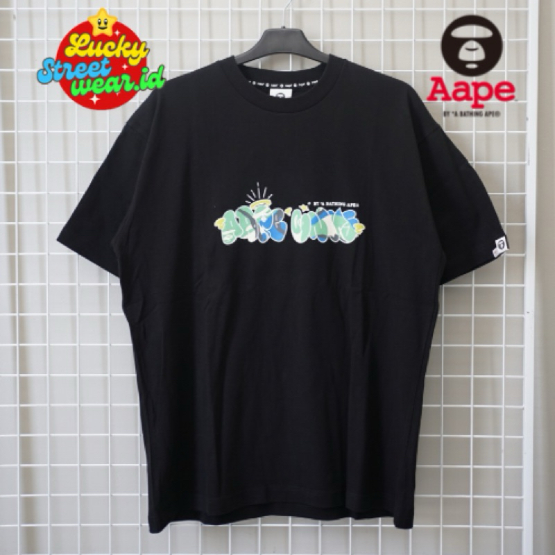 Jual AAPE UNIVERSE LETTERING LOGO BLACK TEE ORIGINAL | Shopee Indonesia