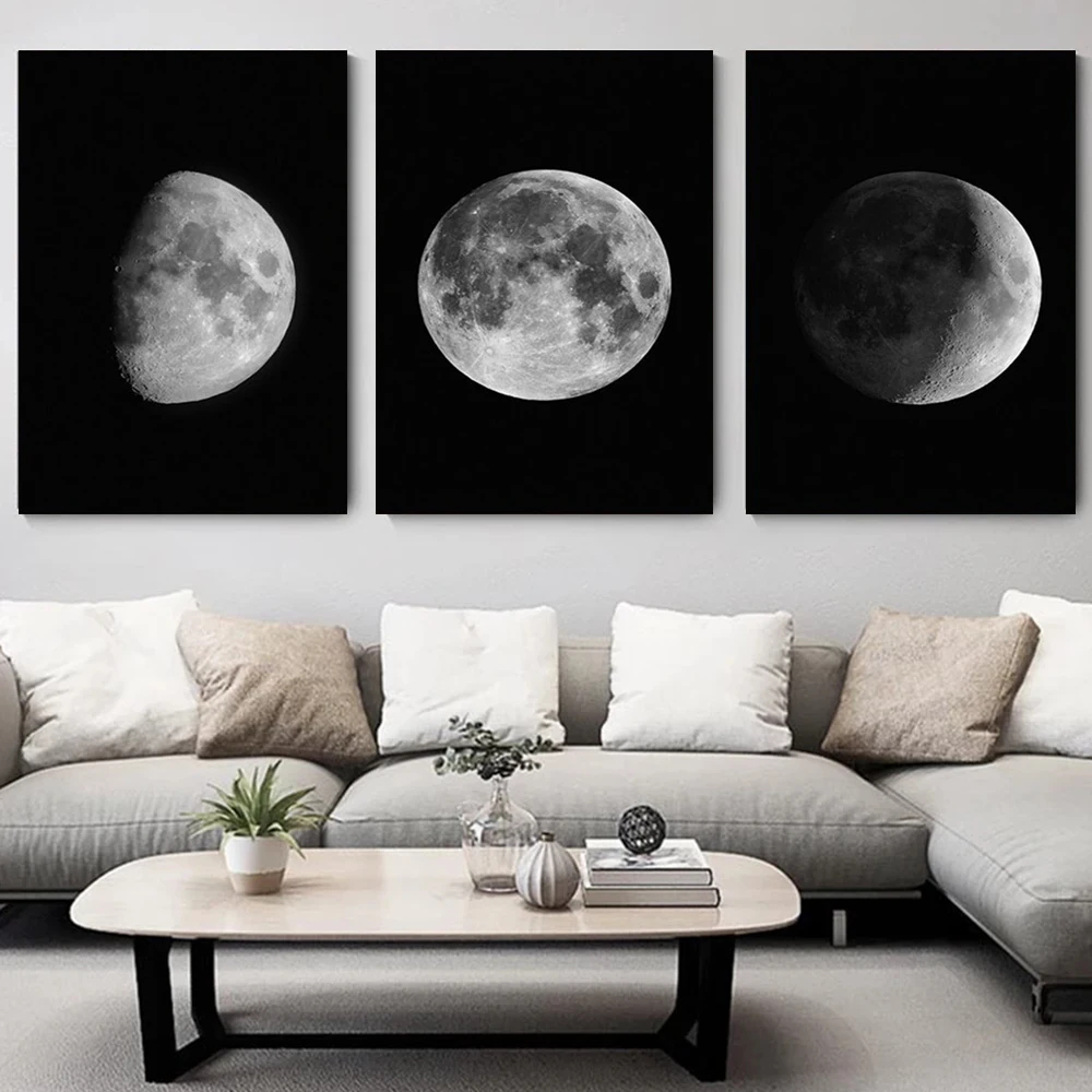 Jual Poster Seni Fase Bulan Abstrak untuk Ruang Tamu Dekorasi Rumah ...