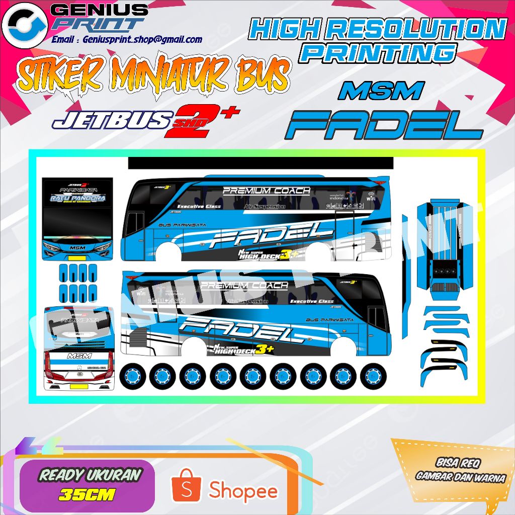 Jual STIKER MINIATUR BUS JB2 LIVERY MSM FADEL UKURAN 35CM | Shopee ...