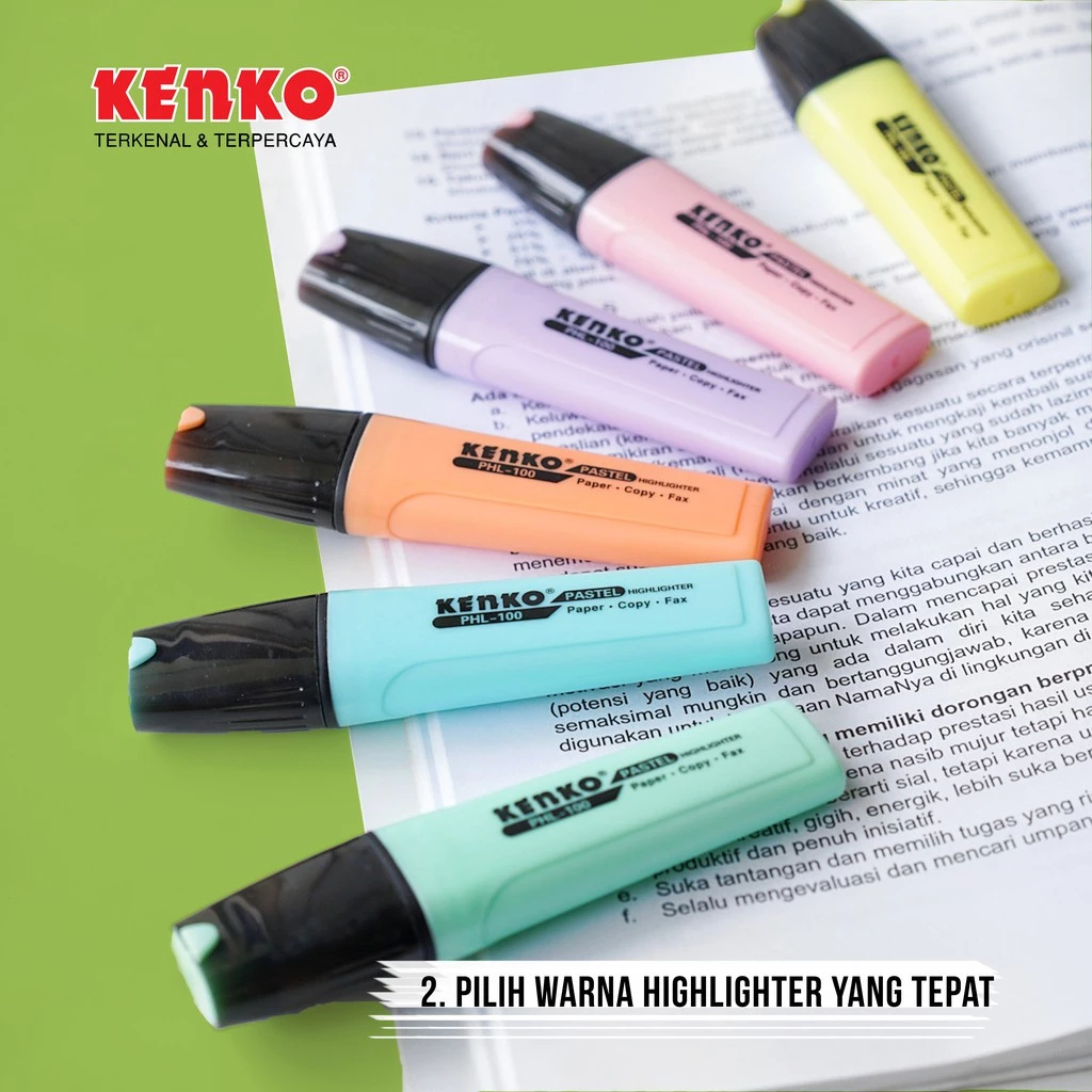 Jual (1 PCS) HIGHLIGHTER KENKO PHL-100 / PENANDA WARNA STABILO UNTUK JOURNALING CATATAN ALAT ...